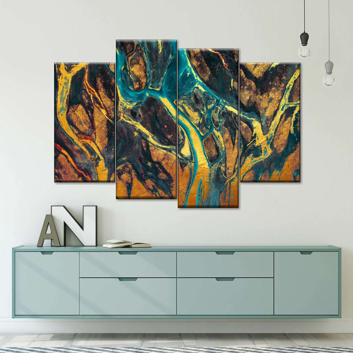 Wrought Studio™ Abstract Abstract Art Oil On Canvas 4 Pieces Print | Wayfair